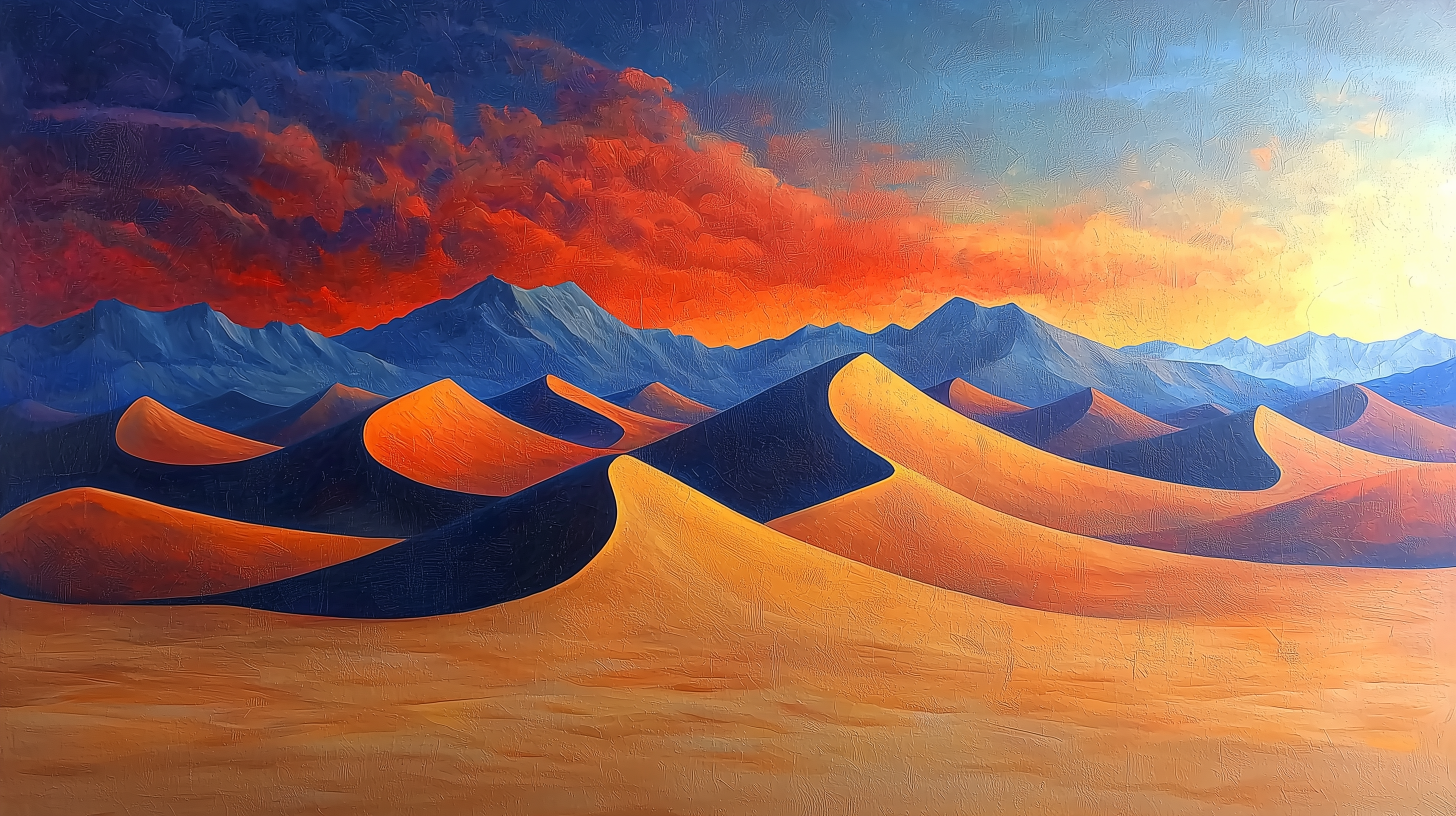 Ember Dunes Horizon Wall Mural | Modern Desert Landscape Art ...